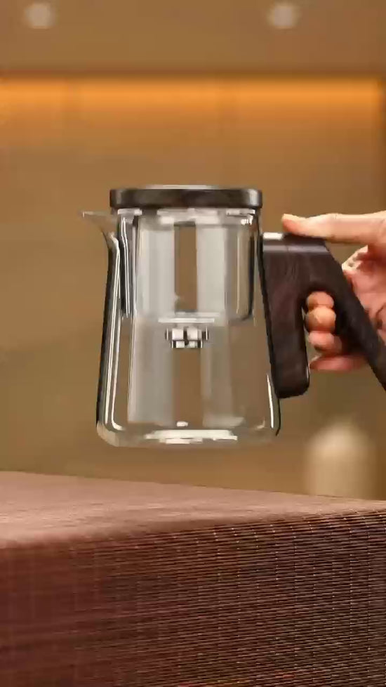 One-button glass teapot flowing cup top pot New home full bladder tea ...