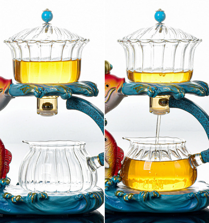 RORA GOLDEN FISH MAGNETIC LAZY KUNGFU GLASS TEAPOT SET – RORA TEAPOT