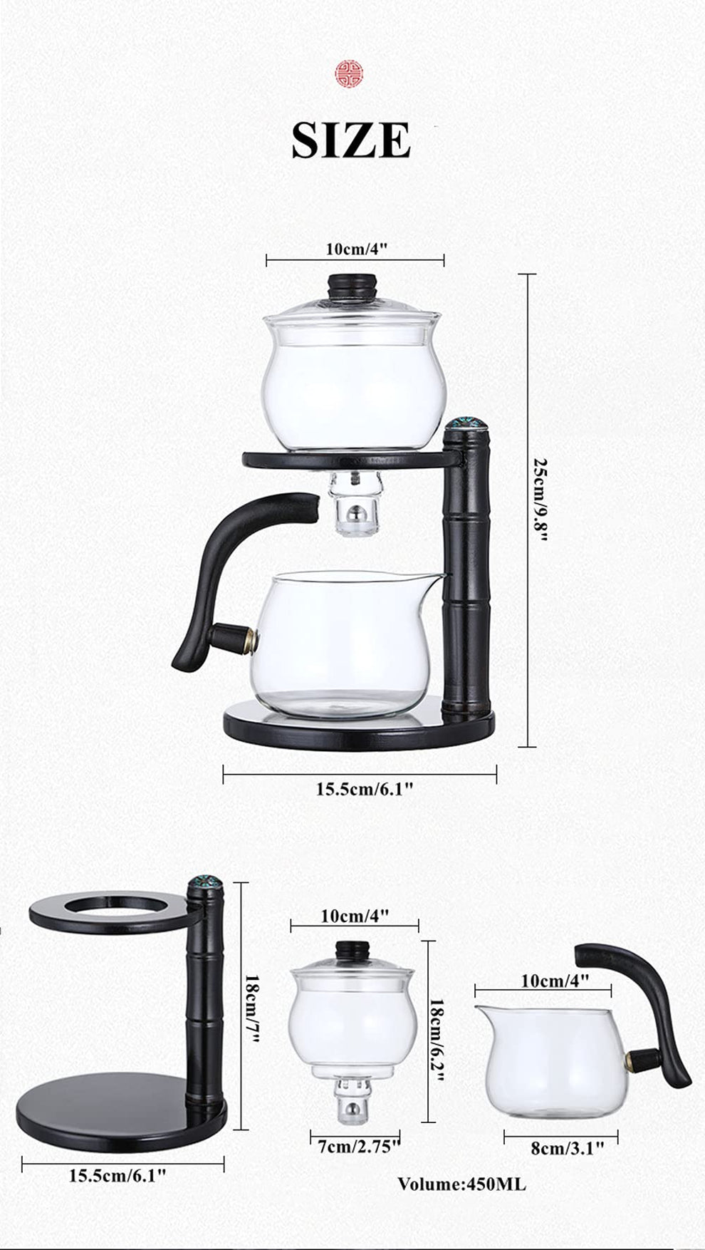 RORA Magnetic Water Diversion Automatic Tea Maker Lazy Teapot Set ...